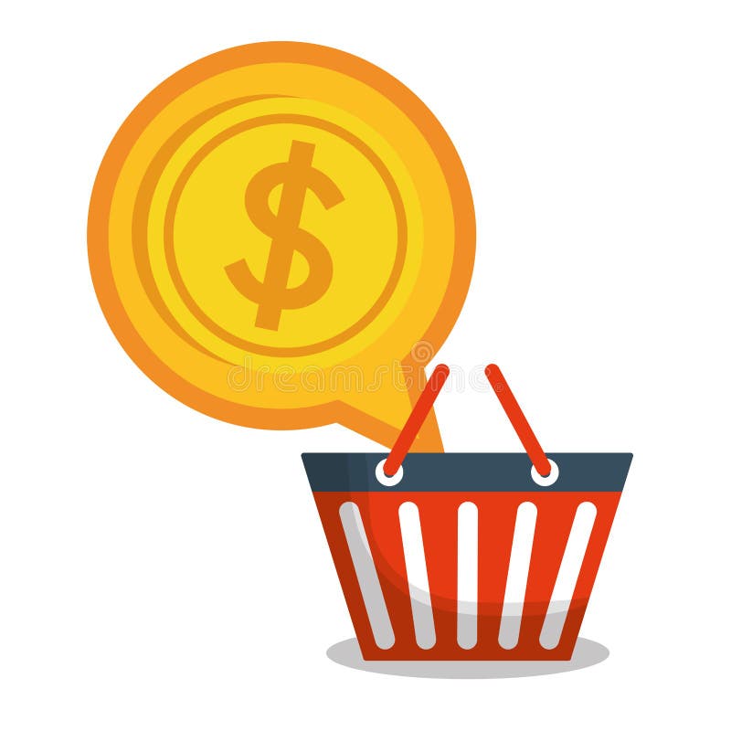 Basket Buy Coin Dollar Gray Color Stock Vector - Illustration of card ...
