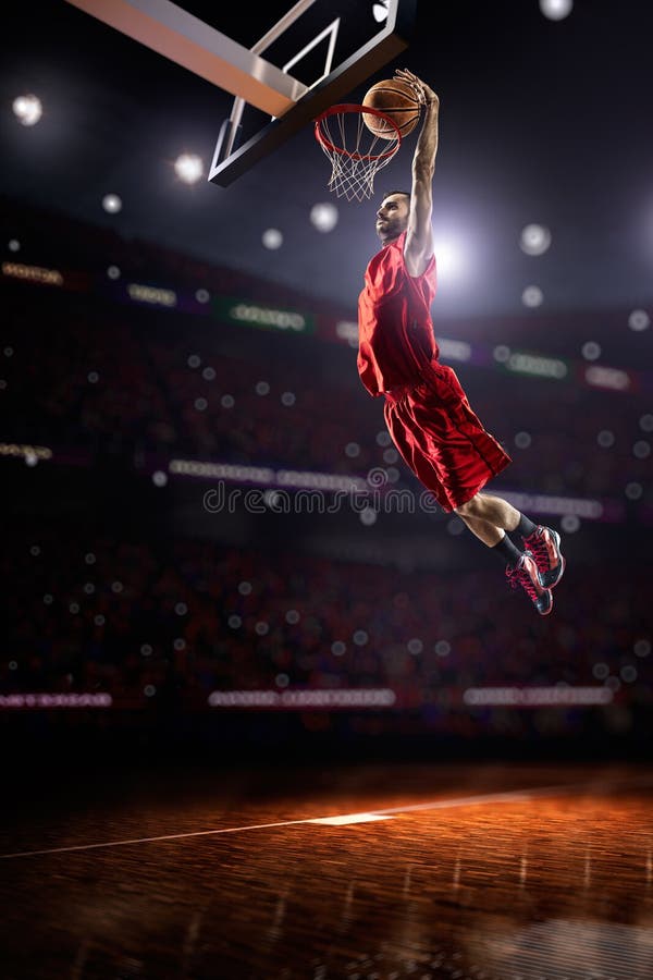 Red Basketball Player in Action Stock Photo - Image of athlete ...