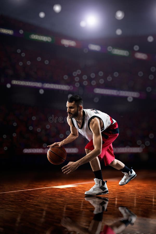 Red Basketball Player in Action Stock Image - Image of body, male: 53139281
