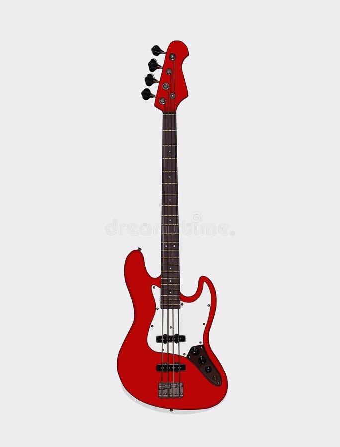 Red bass guitar stock illustration. Illustration of color - 293540132