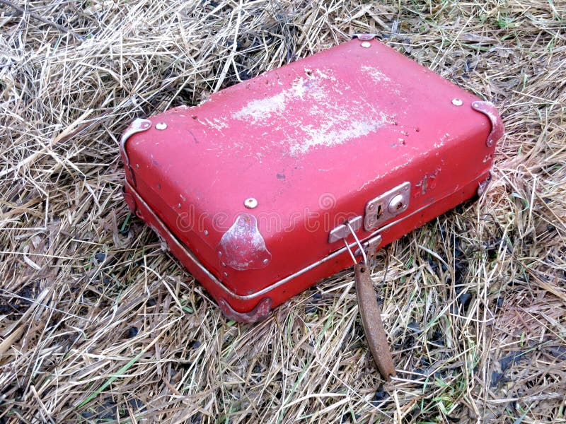 Battered old suitcase stock photo. Image of handle, closeup - 12560992