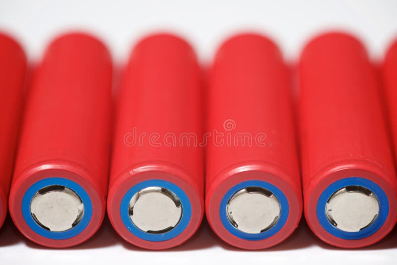 Red batteries view stock image. Image of batteries, cell - 140412635