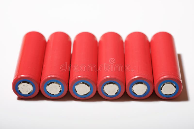 Red batteries view stock image. Image of ecology, background - 140412689