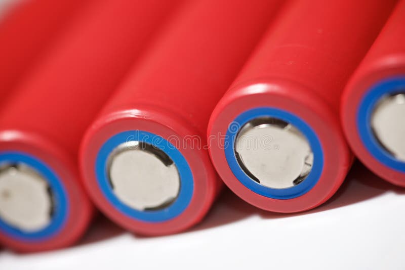 Red batteries view stock photo. Image of accumulator - 140412734