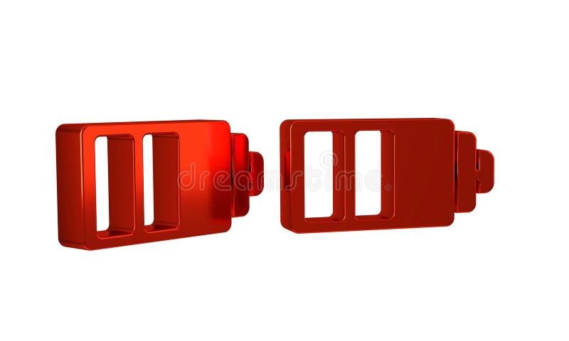 Red Battery Charge Level Indicator Icon Isolated on Transparent ...