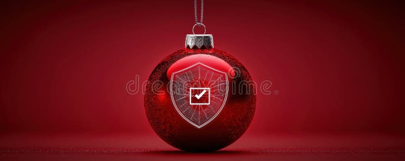 Red Bauble with Glowing Security Shield Design. Christmas Ornament with ...