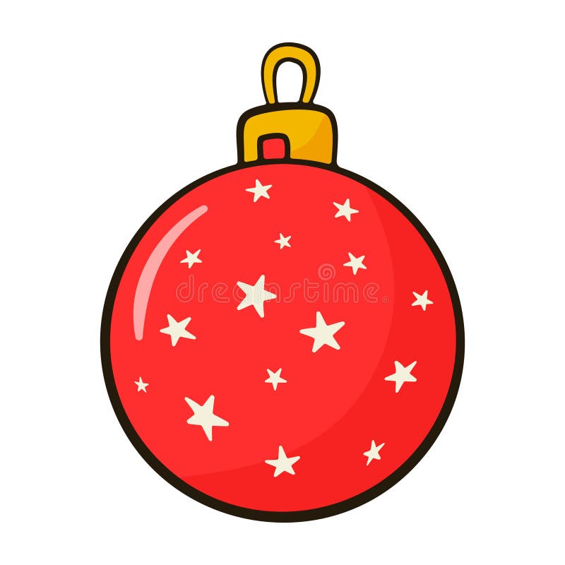 Red Bauble with Star Pattern. Cartoon Illustration Stock Vector ...