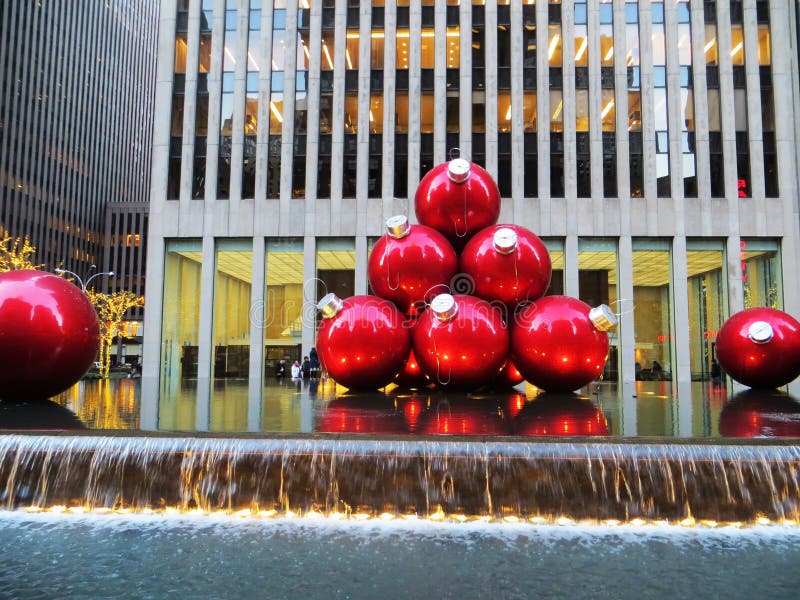 Red Baubles Near Grey High-rise Building Stock Photo - Image of round ...