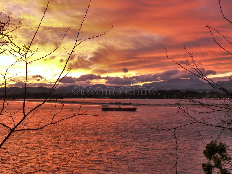 Red bay stock photo. Image of nature, colorful, dusk - 44554964