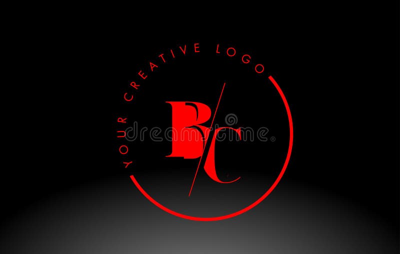 Red BC Serif Letter Logo Design with Creative Intersected Cut Stock ...