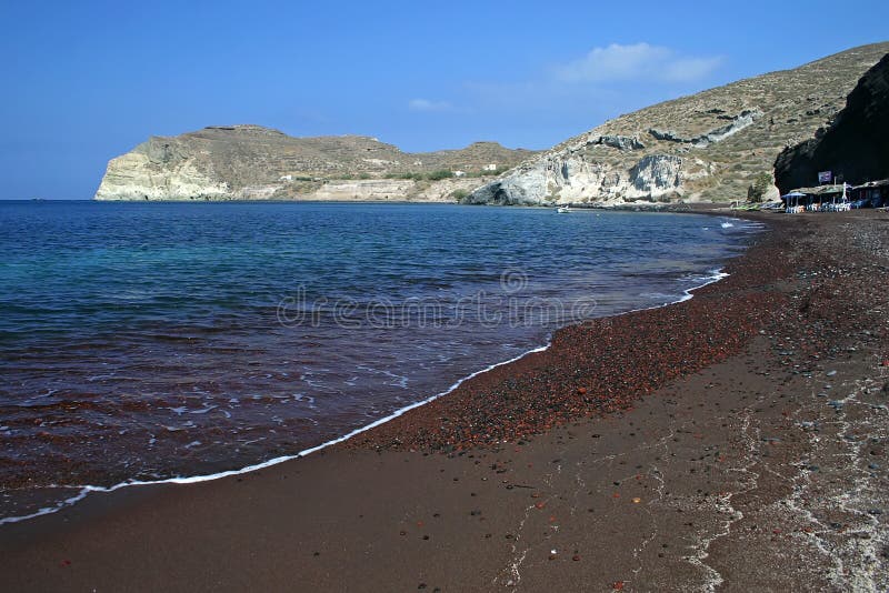 Red beach stock photo. Image of city, tourism, santorin - 12599106