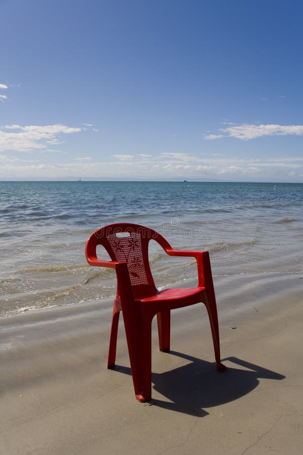 Red Beach Chair stock photo. Image of clouds, seascape - 1971886
