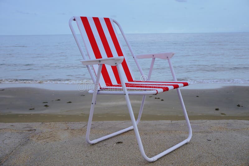 Red Beach Chair on the Sand Beach Stock Photo - Image of beach, chair ...