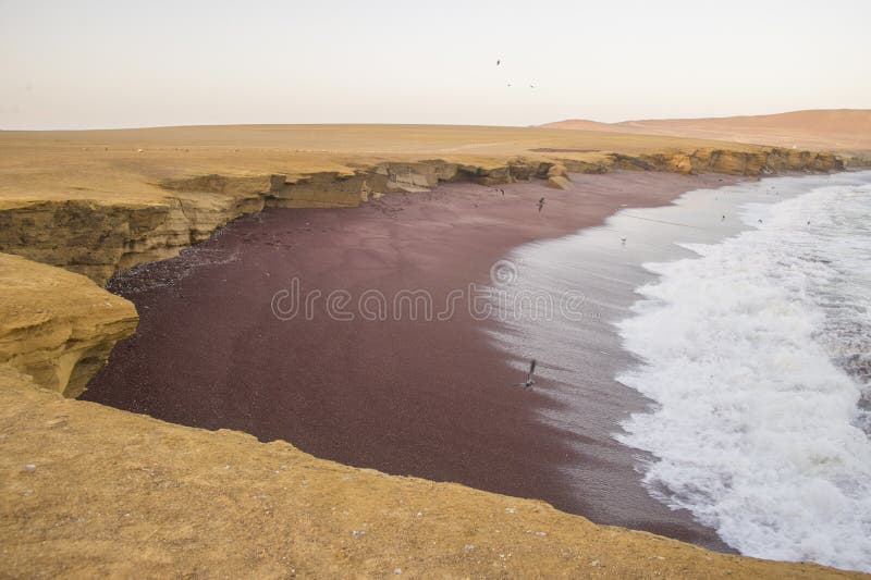 Red beach, Paracas, Peru. stock image. Image of sand - 89996947