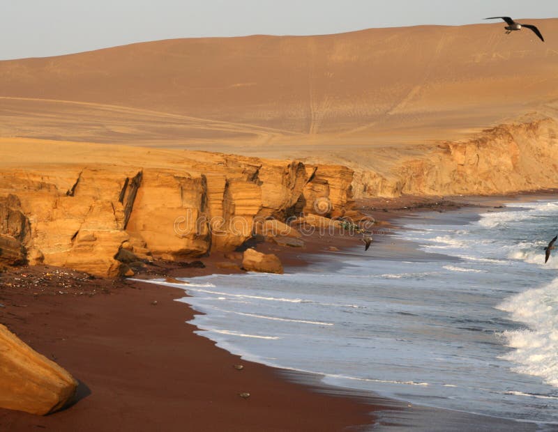 Red beach at Paracas, Peru stock image. Image of peaceful - 4149925