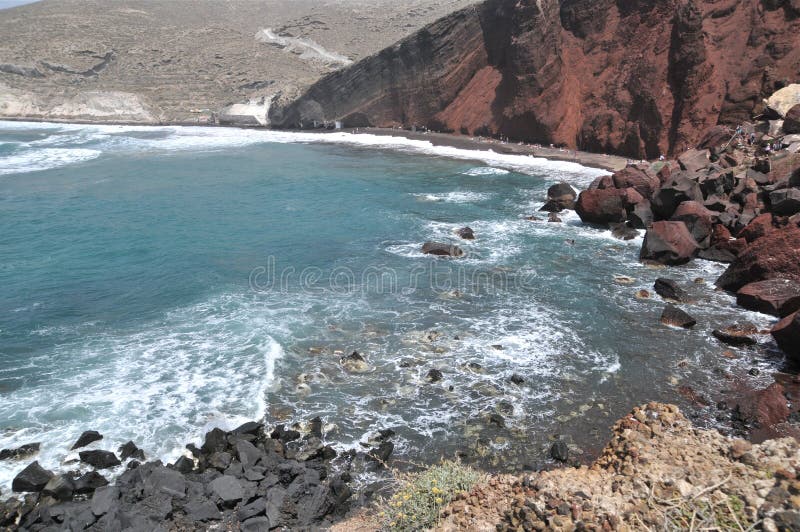Red beach, santorini stock photo. Image of santorini - 57166290