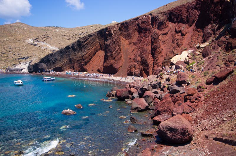 Red Beach of Santorini, Greece Stock Image - Image of greece, thira ...