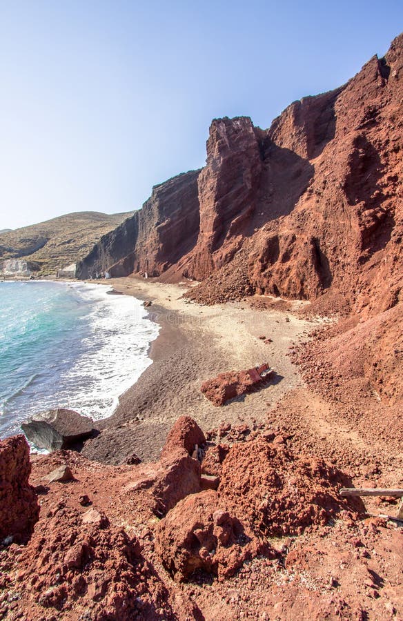 Red Beach, Santorini, Greece Stock Photo - Image of rock, island: 85548704