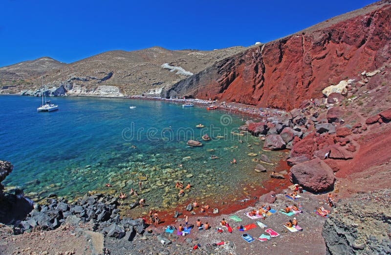 The Red Beach in Santorini editorial stock image. Image of vacation ...