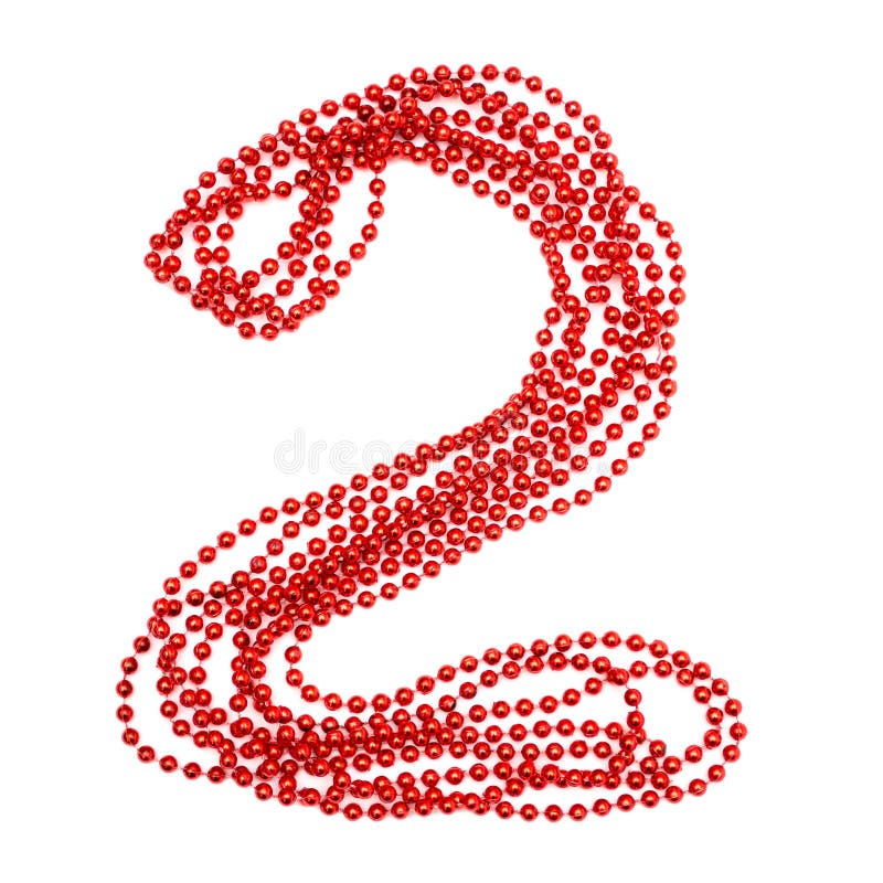 Red Bead. Bright Number 2. Garlands. Sparkling Decor. Stock Photo ...