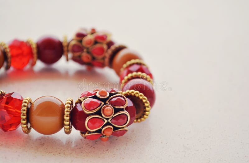Red beads bracelet stock image. Image of item, women - 50537285