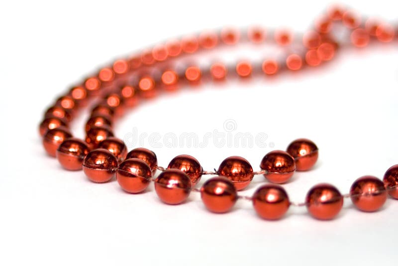 Red Beads Isolated on White Stock Photo - Image of present, beads: 1593274
