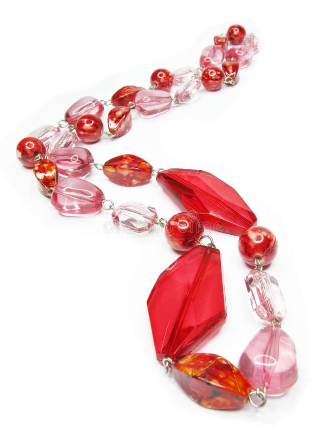 Red Beads with Pink Crystals Stock Image - Image of beauty, fashion ...