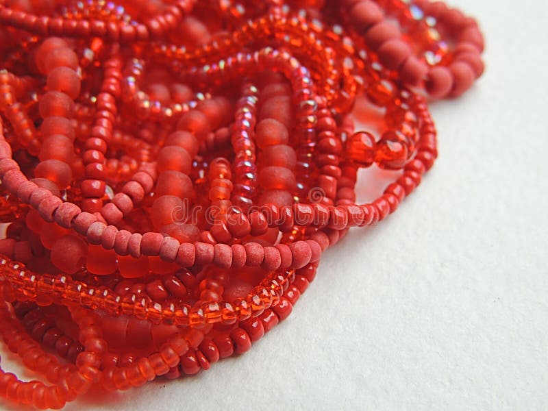 Red Beads on a White Background. Stock Image - Image of handmade ...