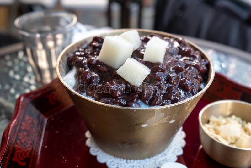 Red Bean Bingsu or Shaved Ice Stock Photo - Image of province, summer ...