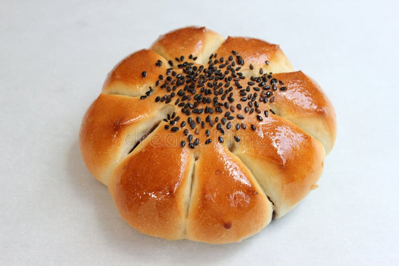 Red Bean Black Sesame Filled Bun Stock Photo - Image of wheat, food ...
