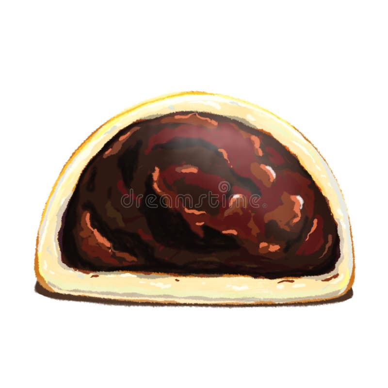 Red Bean Bun Illustration, Cartoon Chinese Steamed Red Bean Bun ...