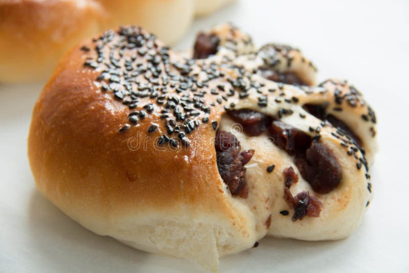 Red bean bun stock photo. Image of delicious, bake, breakfast - 77534430