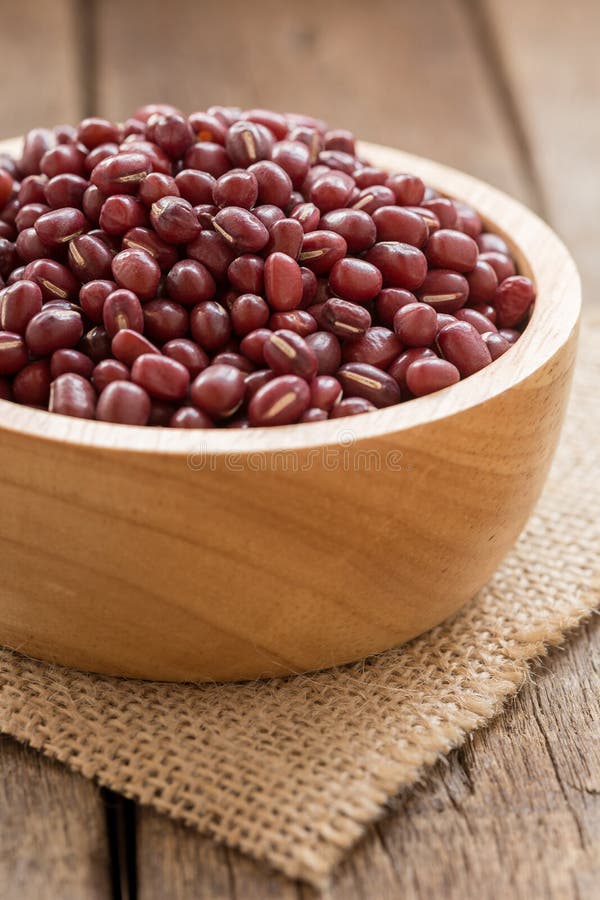Red Bean Cereal Organic in Bowl on Wood Background Vertical View Stock ...