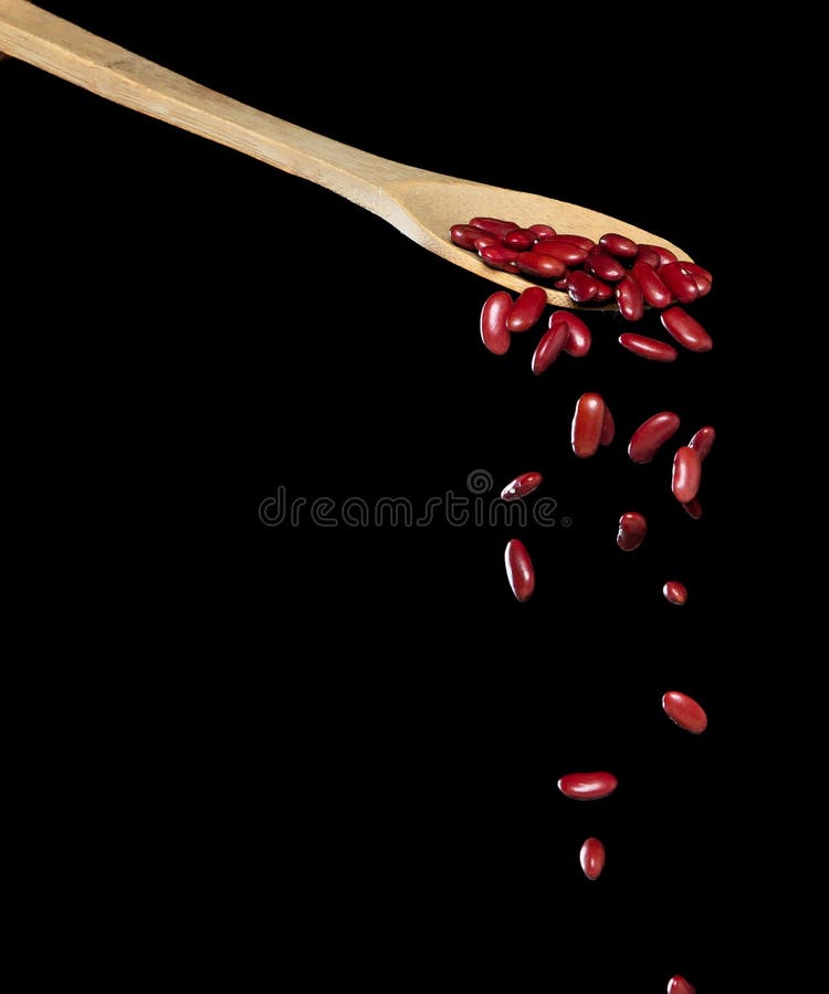 Red Bean Fall, Red Grain Beans Explode Abstract Cloud Fly from Wooden ...