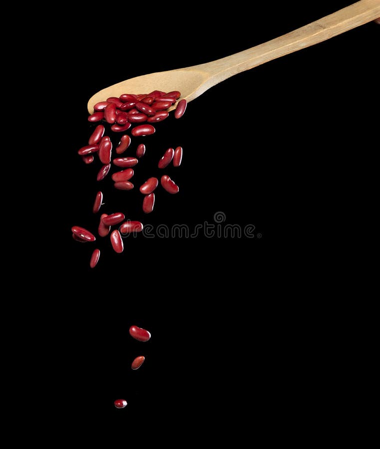 Red Bean Fall, Red Grain Beans Explode Abstract Cloud Fly from Wooden ...
