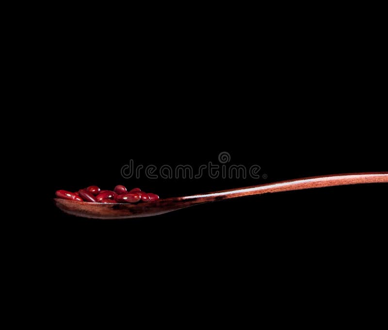 Red Bean Fall, Red Grain Beans Explode Abstract Cloud Fly from Wooden ...