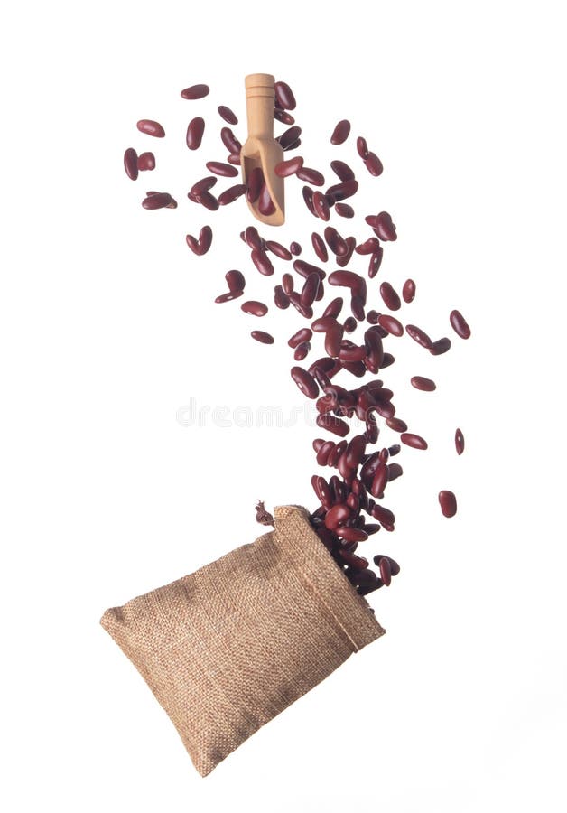 Red Bean Flying Explosion in Sack Bag, Red Grain Beans Explode Abstract ...