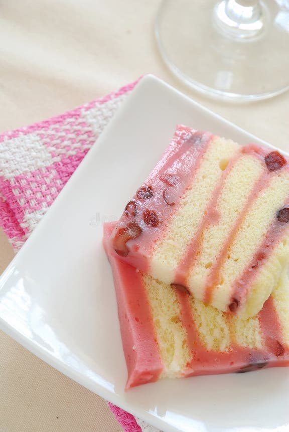 Red bean jelly sponge cake stock photo. Image of restaurant - 14167112