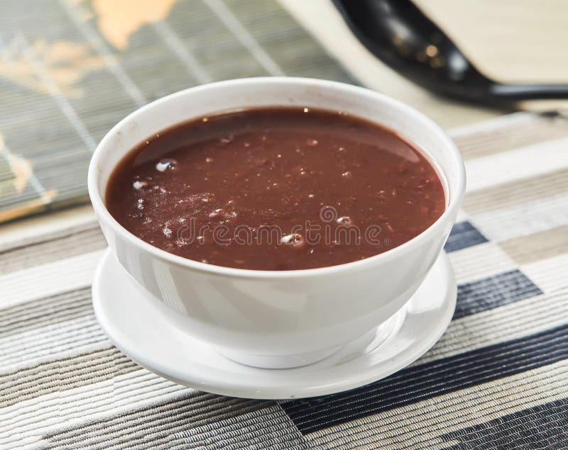 Red Bean Paste Served in Bowl Isolated on Napkin Side View of Chinese ...