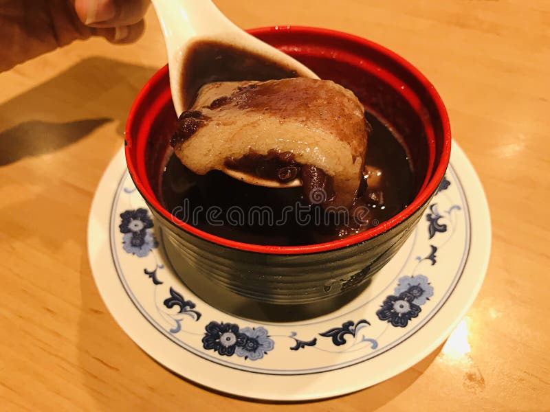 Red Bean Porridge Served with Mochi. Stock Image - Image of adzuki ...