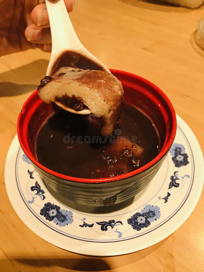 Red Bean Porridge Served with Mochi. Stock Photo - Image of ingredient ...