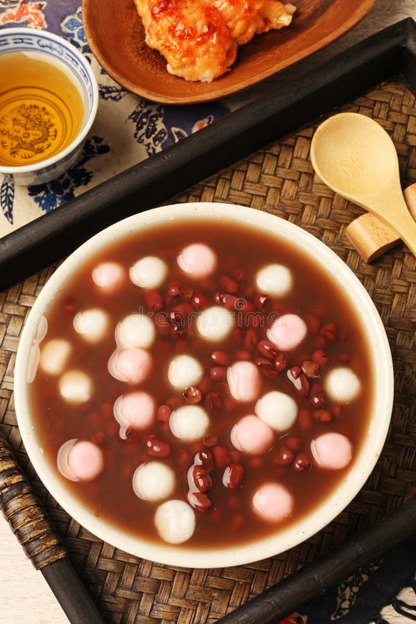 Chinese Dessert, Red Bean Soup with Rice Ball Stock Image - Image of ...