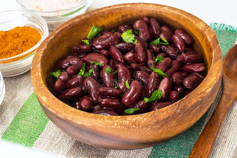 Red Beans Boiled in Wooden Bowl Stock Photo - Image of ingredient ...
