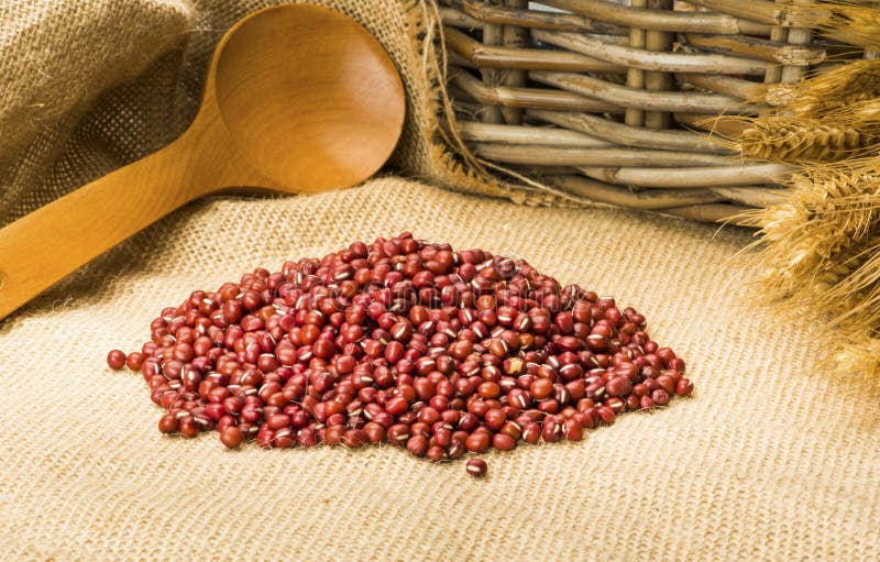 Red Beans on the Burlap with Wheat Stock Photo - Image of wheat ...