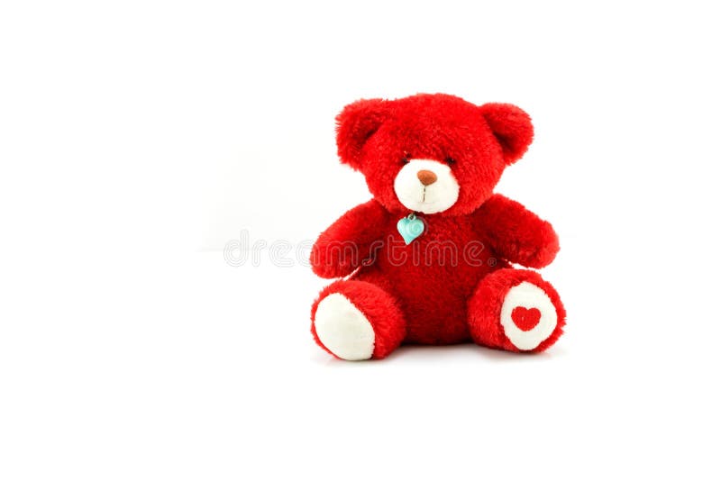 Red bear doll isolated stock photo. Image of studio, fluffy - 64742110