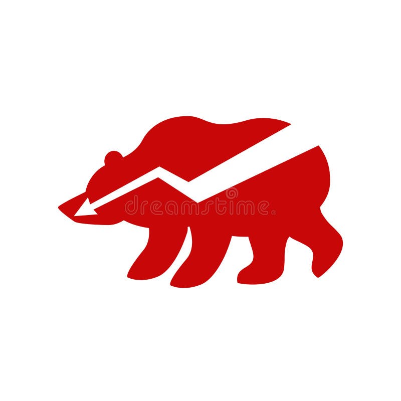Red Bear Down Arrow. Exchange Trader Illustration Stock Vector ...