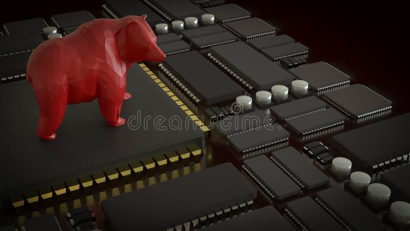 The Red Bear on Mother Board for Business Concept 3d Rendering Stock ...