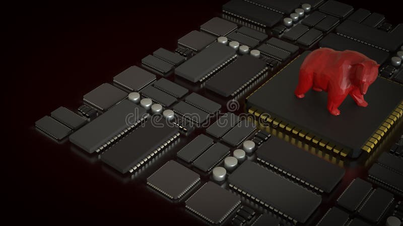 The Red Bear on Mother Board for Business Concept 3d Rendering Stock ...
