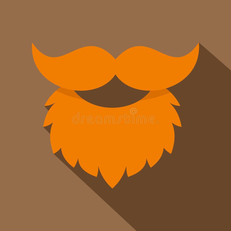 Red Beard and Mustache Icon, Flat Style Stock Vector - Illustration of ...