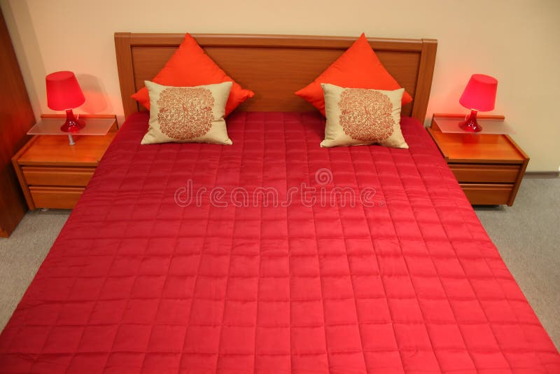 Red bed stock image. Image of mulberry, comfort, color - 1137037
